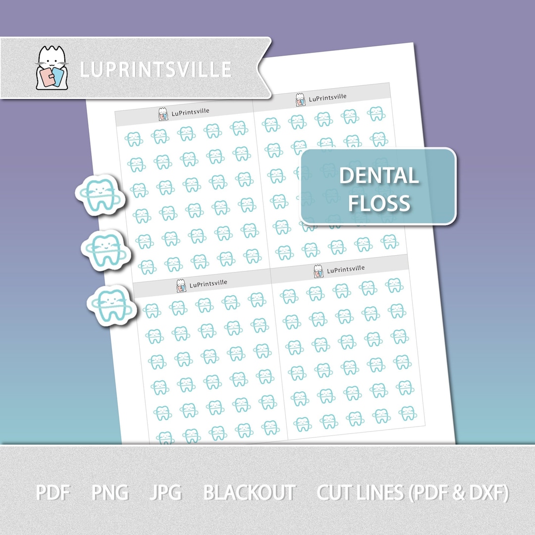 Dental Floss Printable Planner Stickers Floss Planner Stickers Bullet ...