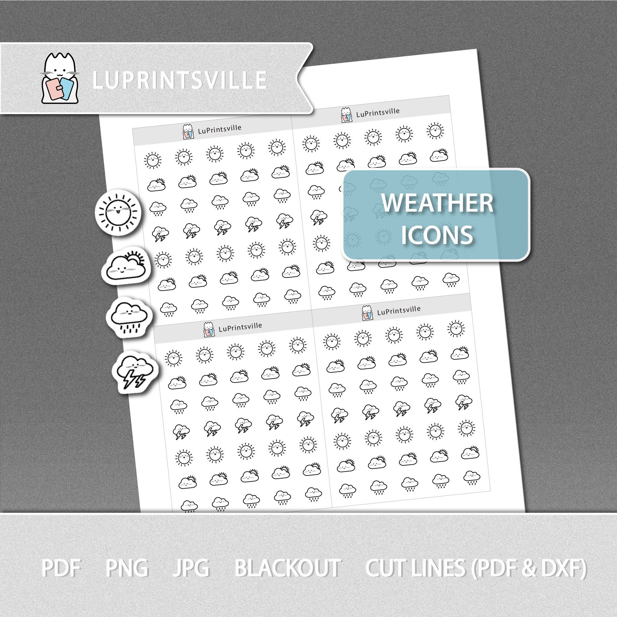 Weather Icons Printable Planner Stickers Weather Planner Stickers ...