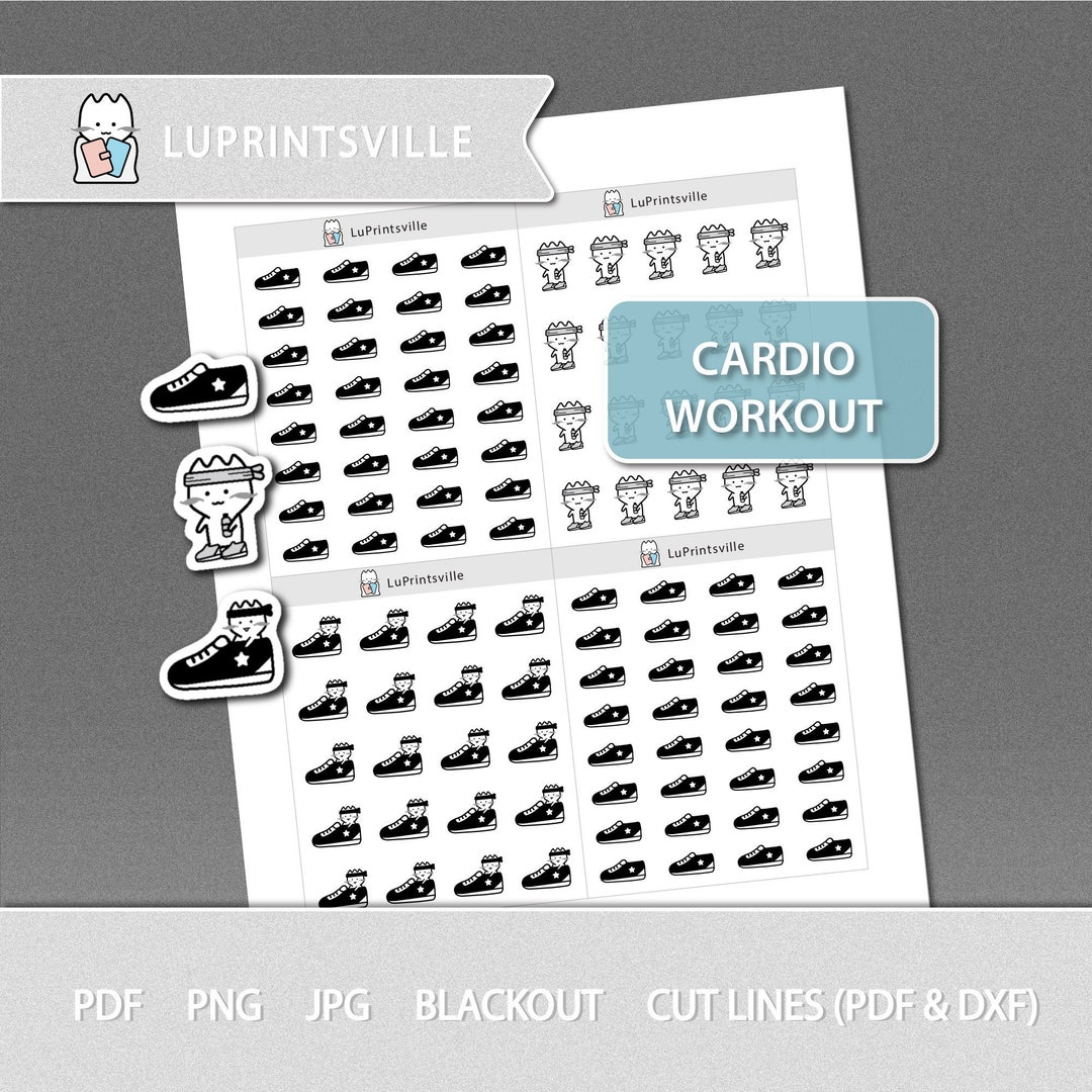Cardio Workout Printable Planner Stickers | Exercise Planner Stickers ...