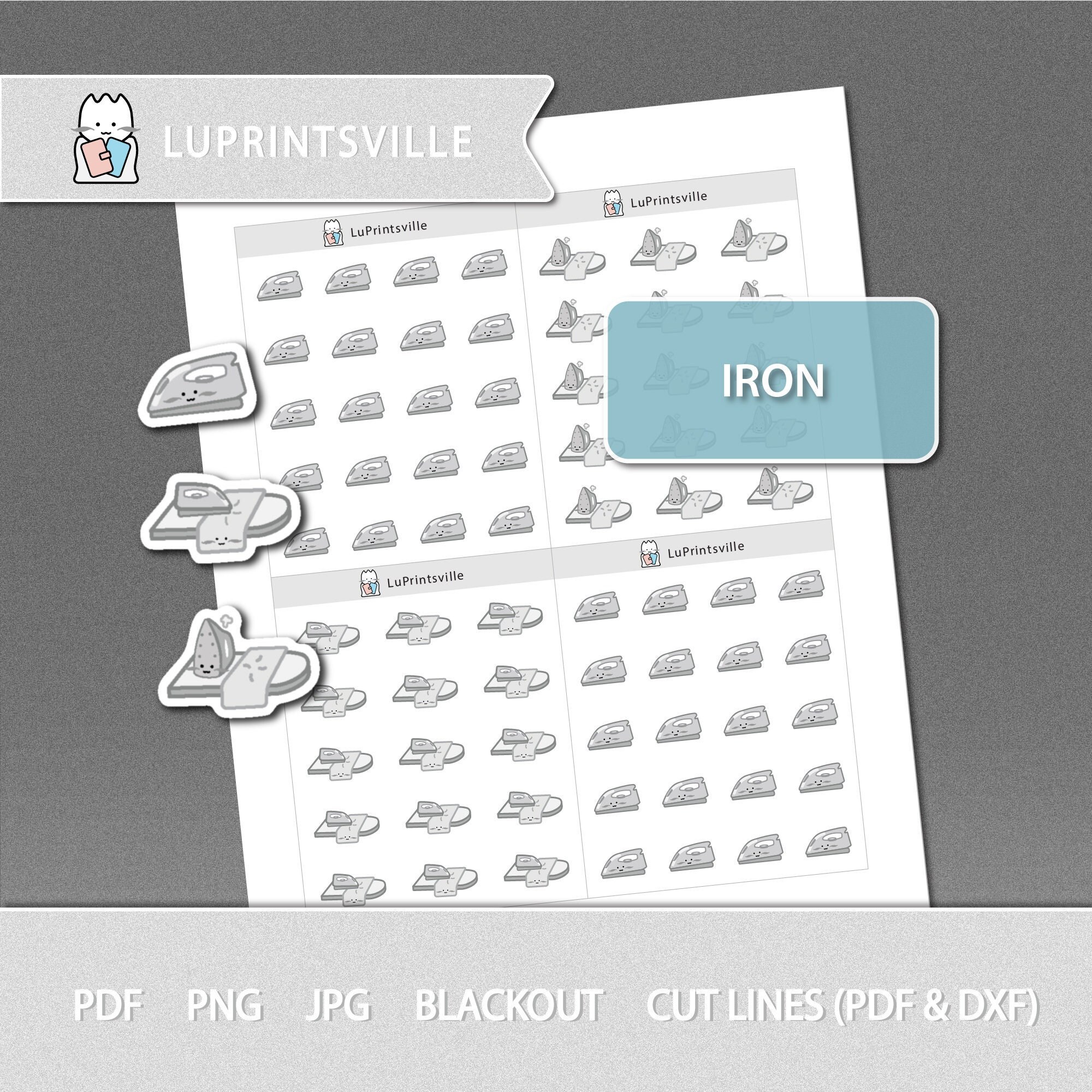 Ironing Printable Planner Stickers | Iron Planner Stickers | Bullet ...