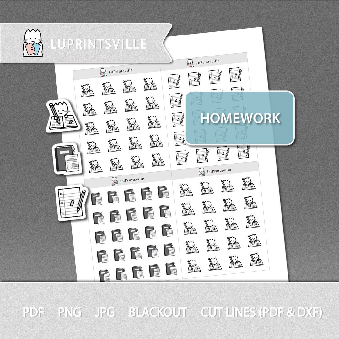 Homework Printable Planner Stickers School Work Planner Stickers Bullet ...