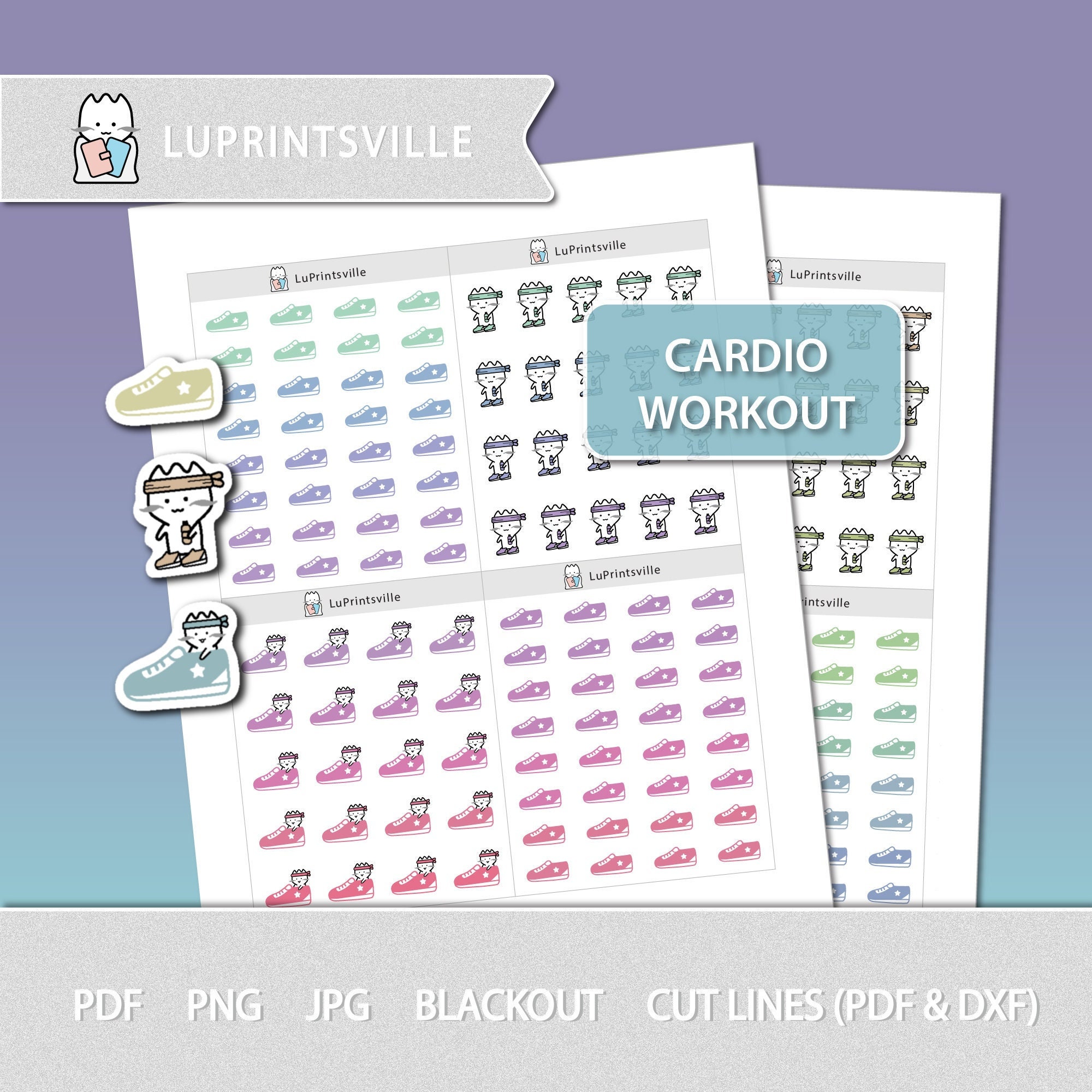 Cardio Workout Printable Planner Stickers | Cardio Planner Stickers ...