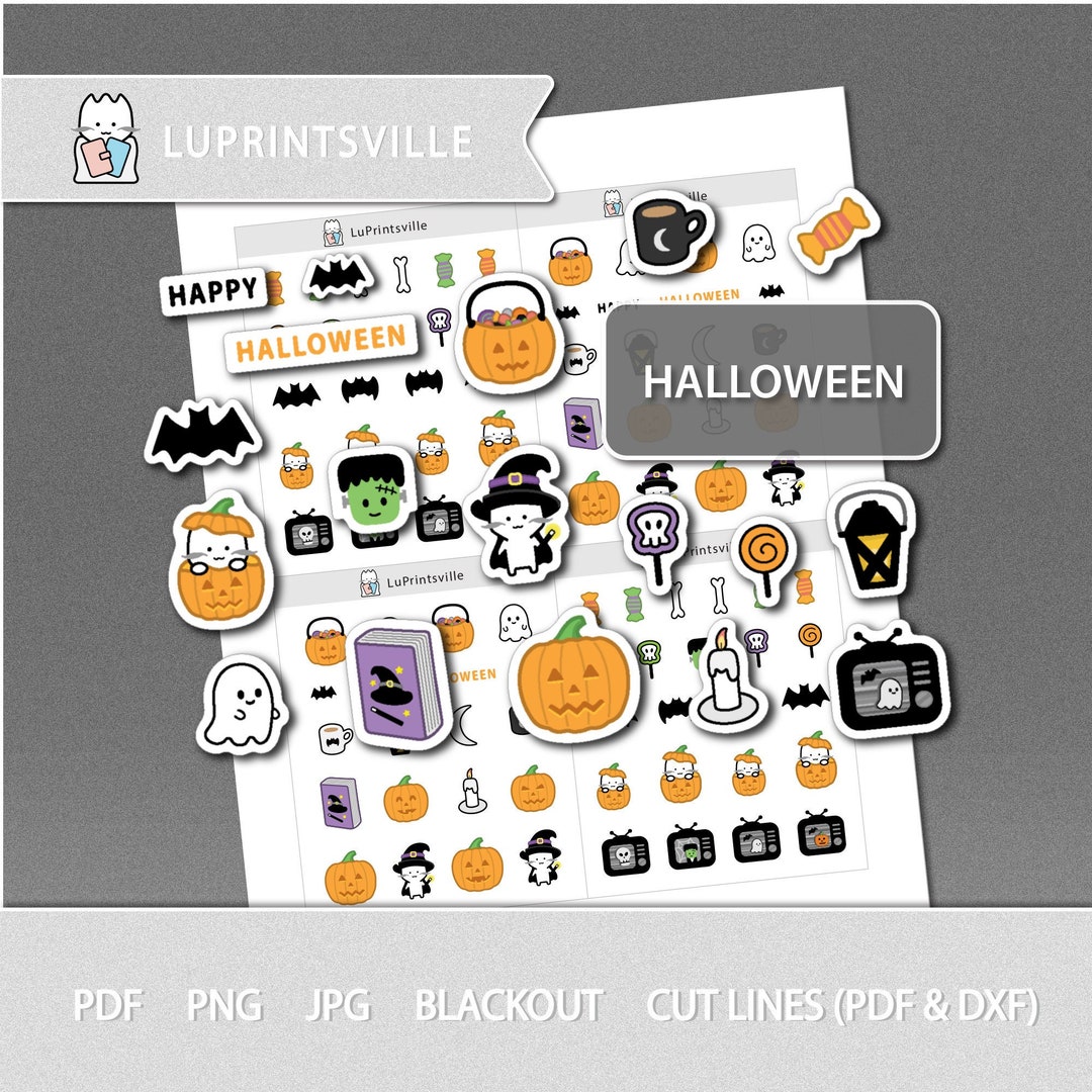 Halloween Printable Planner Stickers, Spooky Planner Stickers, Bullet ...