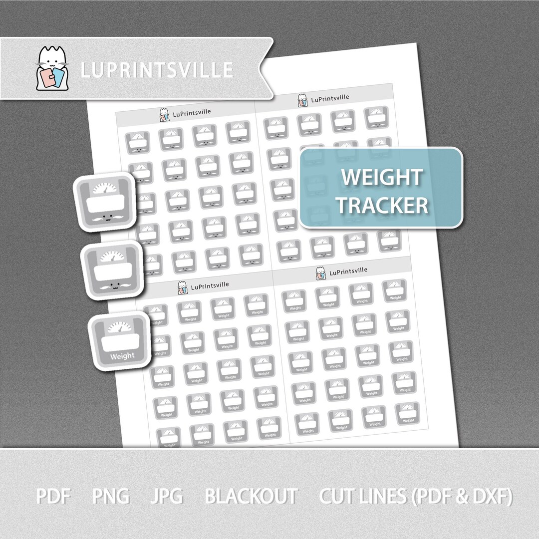 Weight Tracker Printable Planner Stickers | Scale Planner Stickers ...