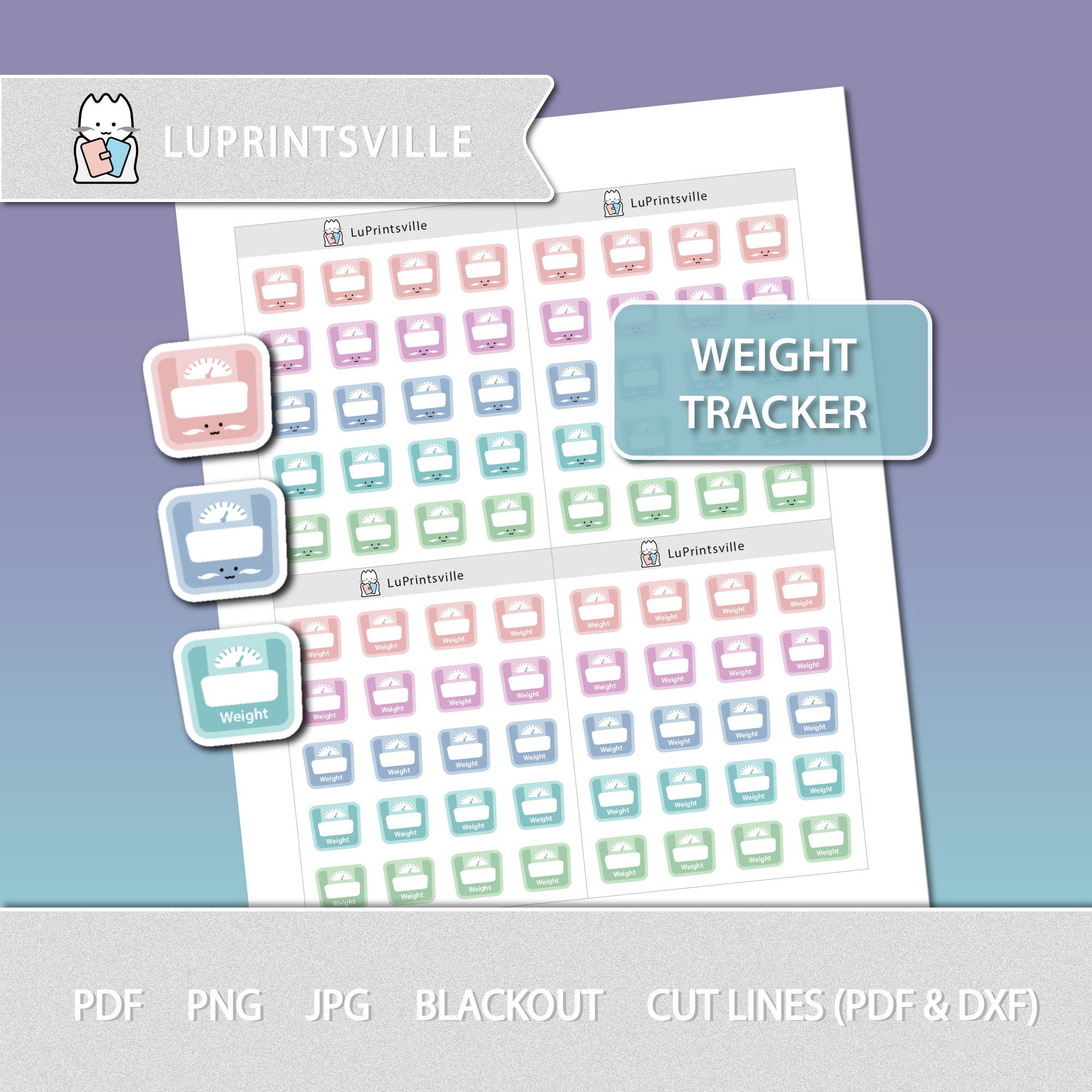 Weight Tracker Printable Planner Stickers Scale Planner Stickers Bullet ...