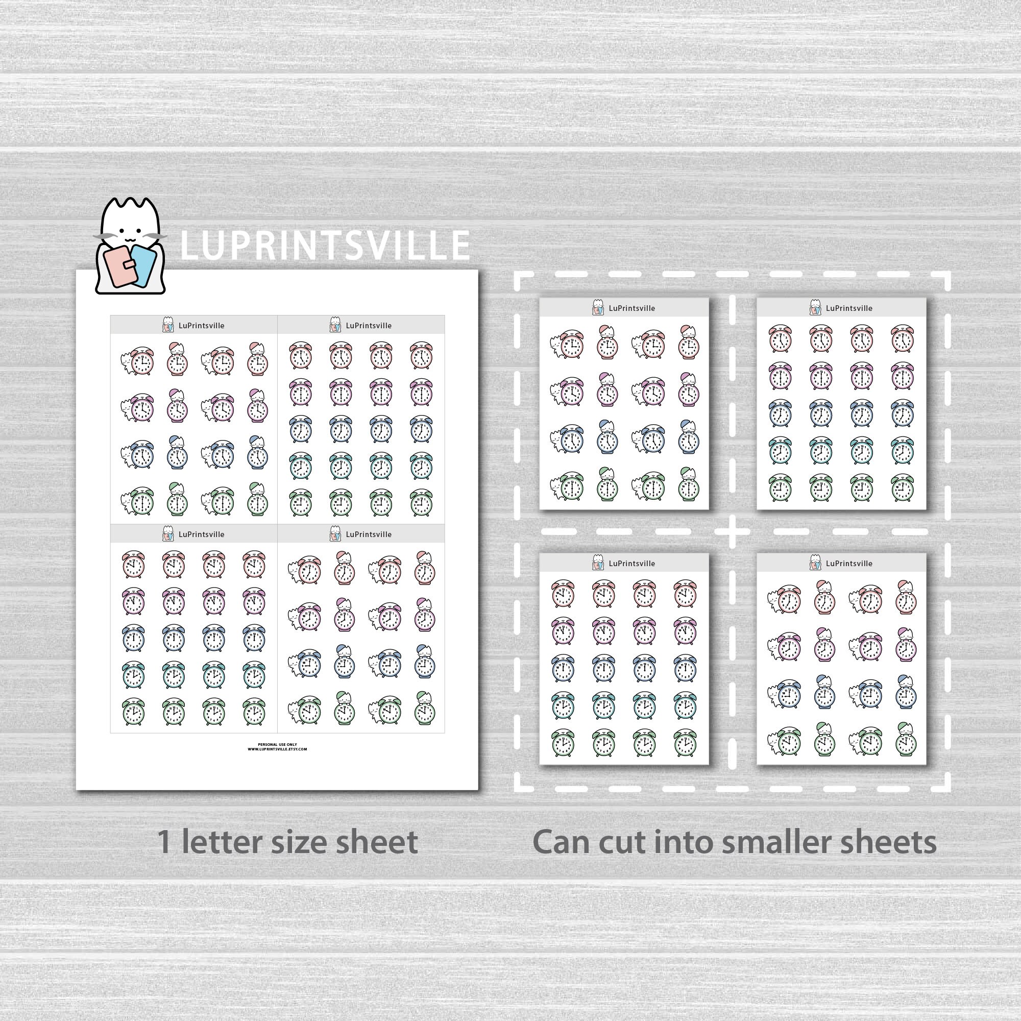 Hour Printable Planner Stickers, Clock Planner Stickers, Bullet Journal ...