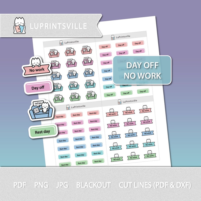 Day off Printable Planner Stickers No Work Planner Stickers - Etsy