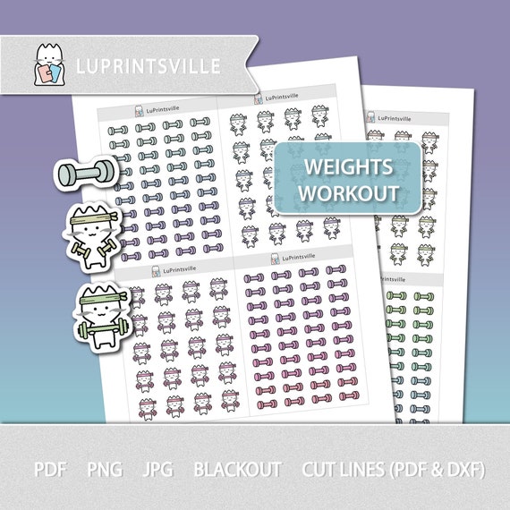 Weights Workout Printable Planner Stickers Exercise Planner | Etsy