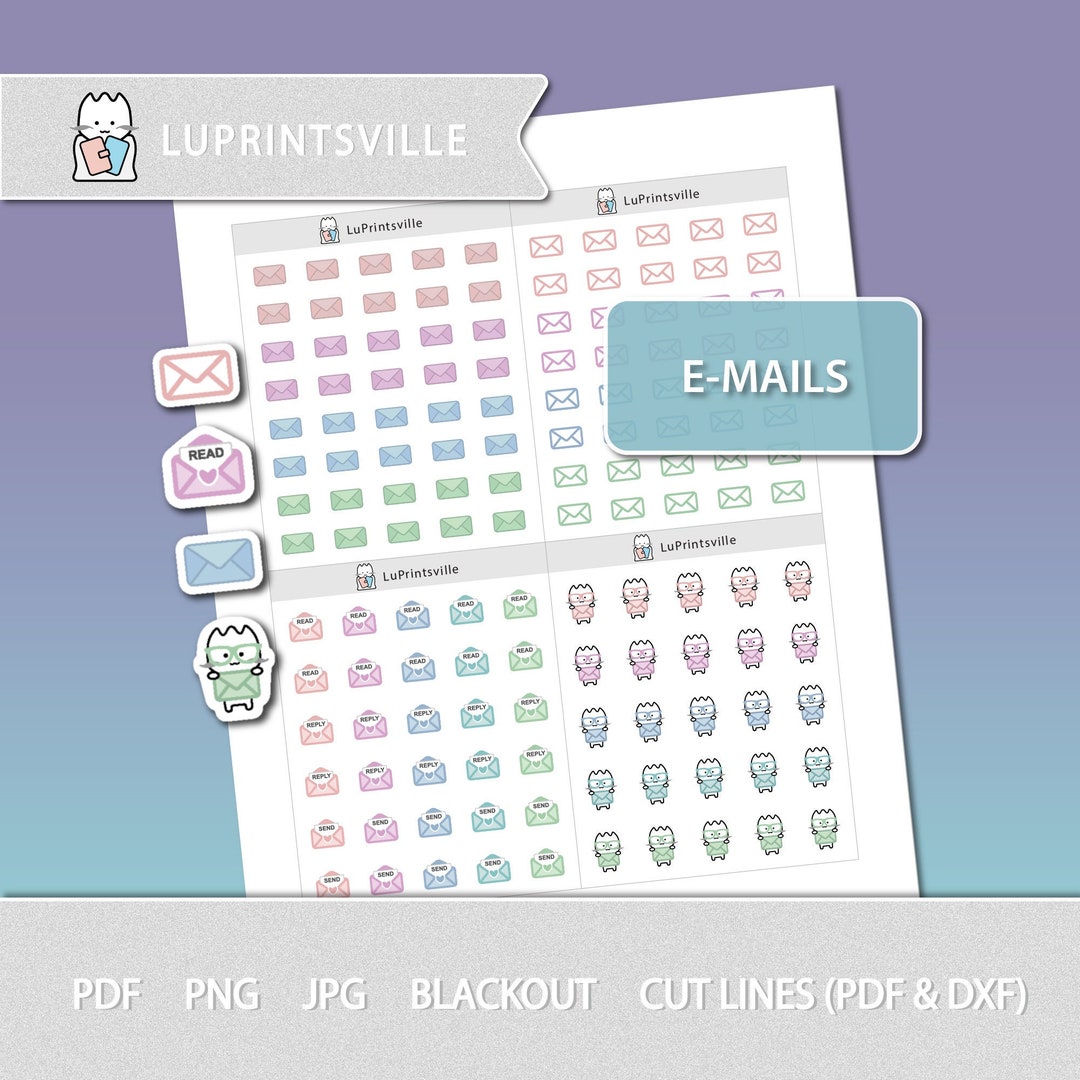 Emails Printable Planner Stickers | Email Planner Stickers | Bullet ...