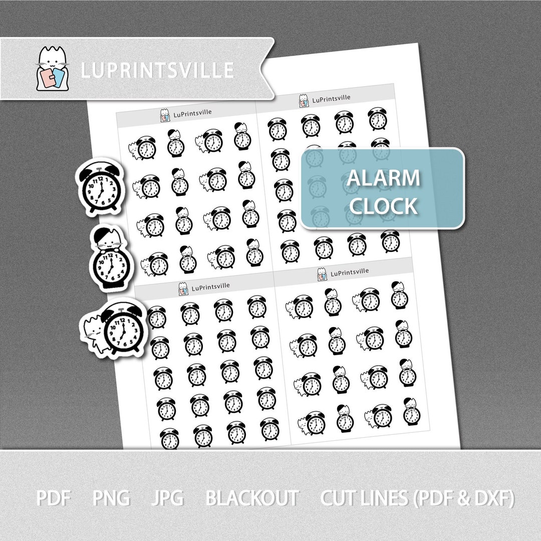 Alarm Clock Printable Planner Stickers | Clock Planner Stickers ...