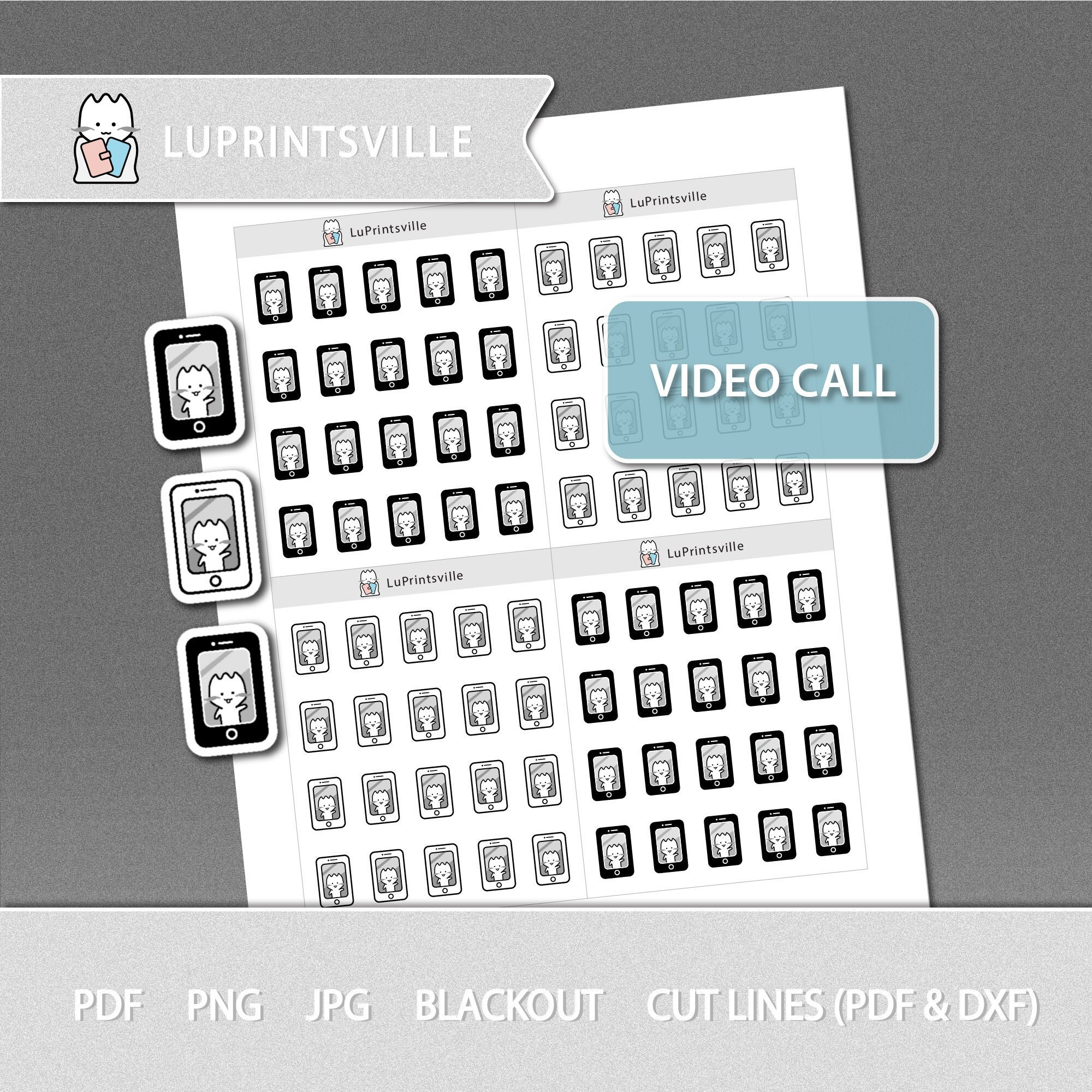 Video Call Printable Planner Stickers | Facetime Planner Stickers ...