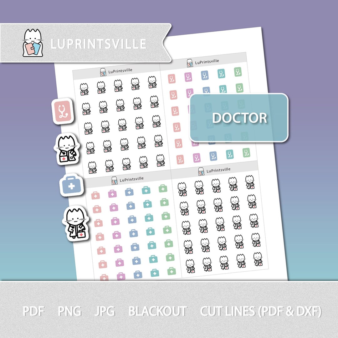Doctor Printable Planner Stickers | Checkup Planner Stickers | Bullet ...