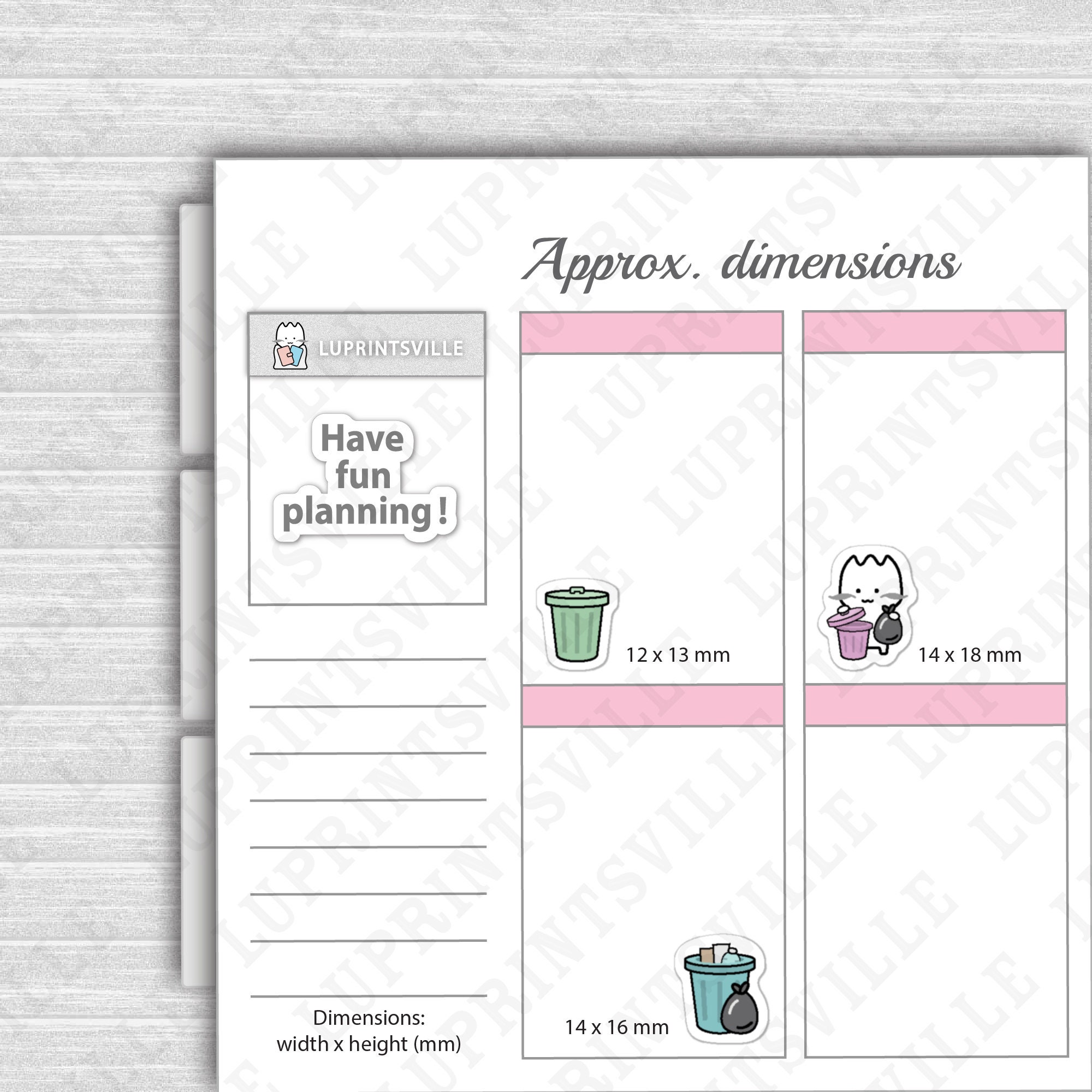 Trash Can Printable Planner Stickers | Garbage Planner Stickers ...