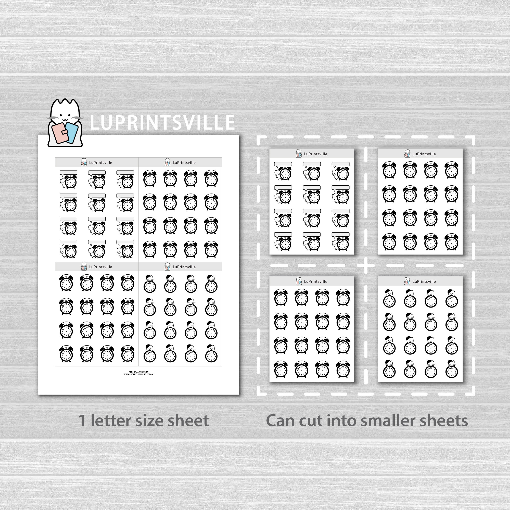 Clock Fill in Printable Planner Stickers Alarm Clock Fill in - Etsy