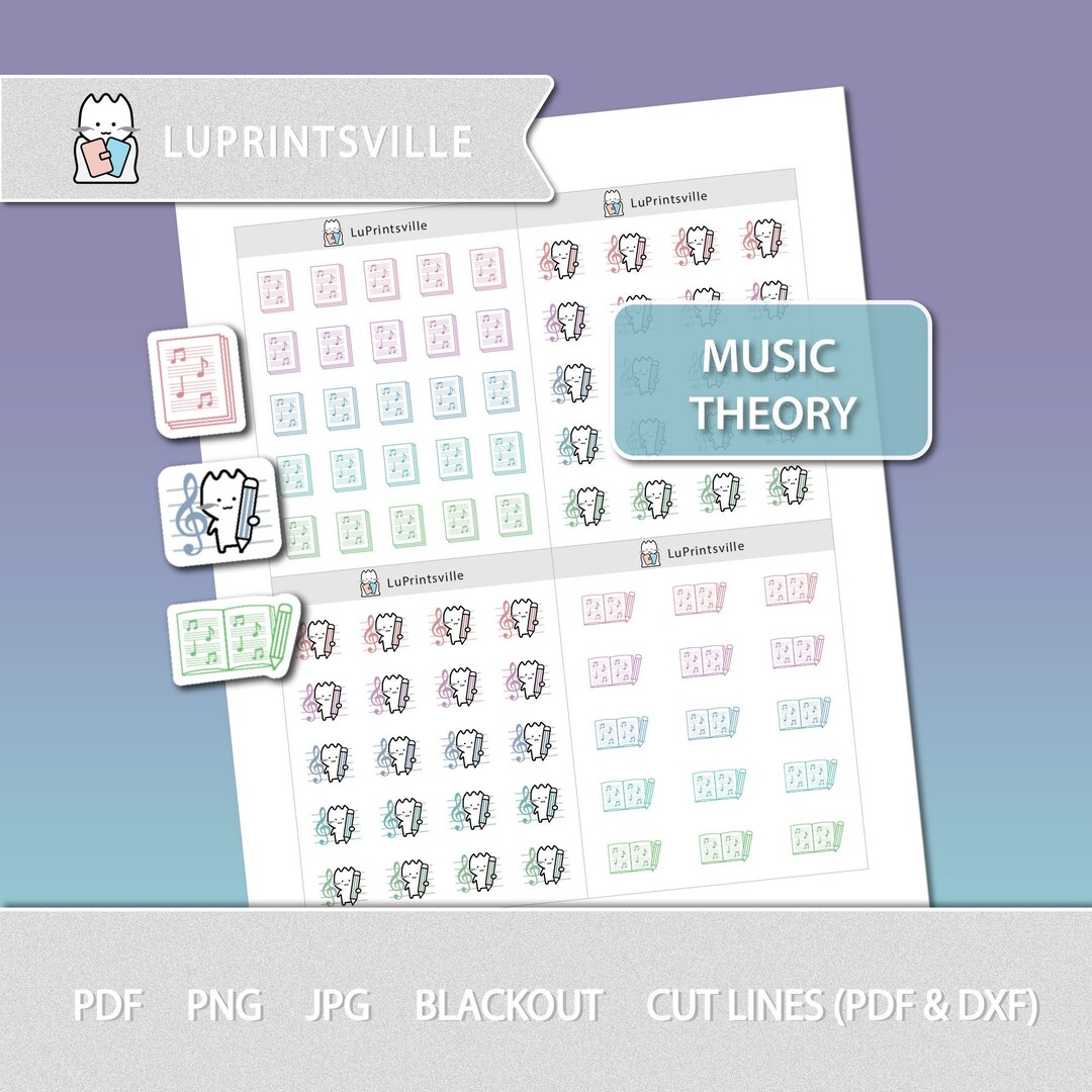 Music Theory Printable Planner Stickers | Music Planner Stickers ...