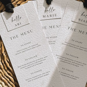 Wedding Menu, Personalised Wedding Menu With Place Name, Chiffon Ribbon ...
