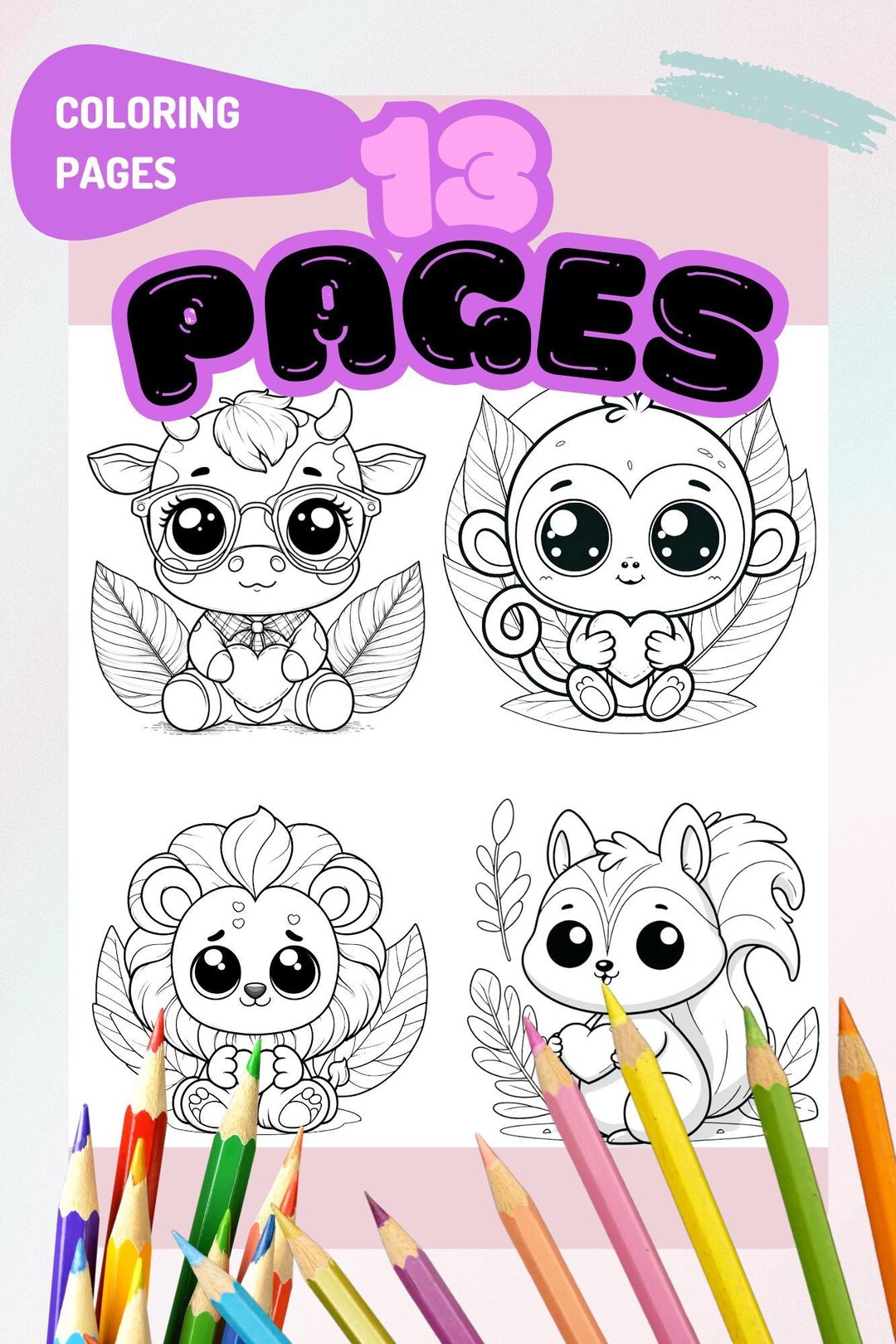 13 Animals Coloring Pages for Kids Coloring Pages Kids Coloring Book ...