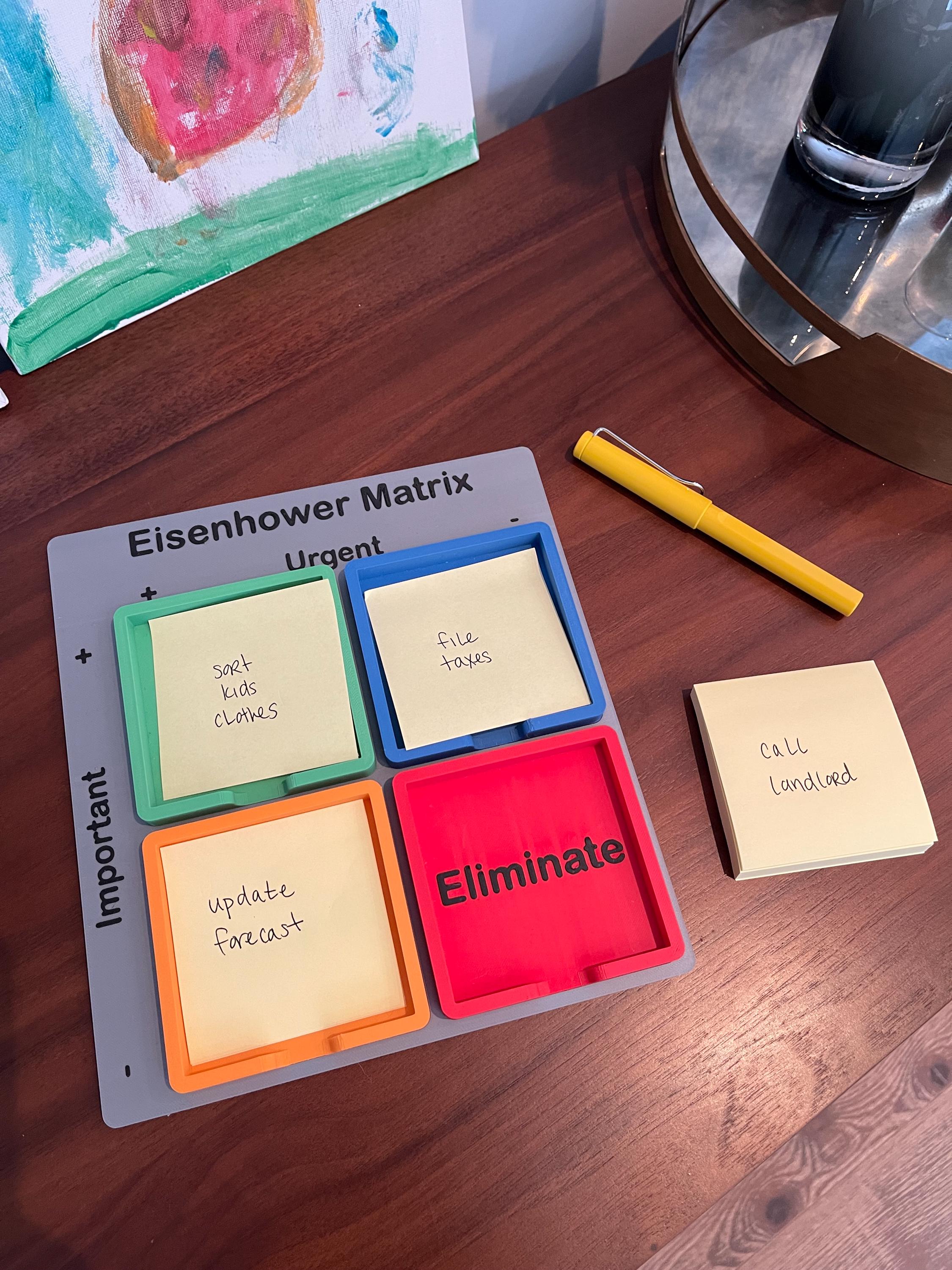 3d-printed Eisenhower Matrix: Desk Organizer for 3x3 Post-it Notes - Etsy