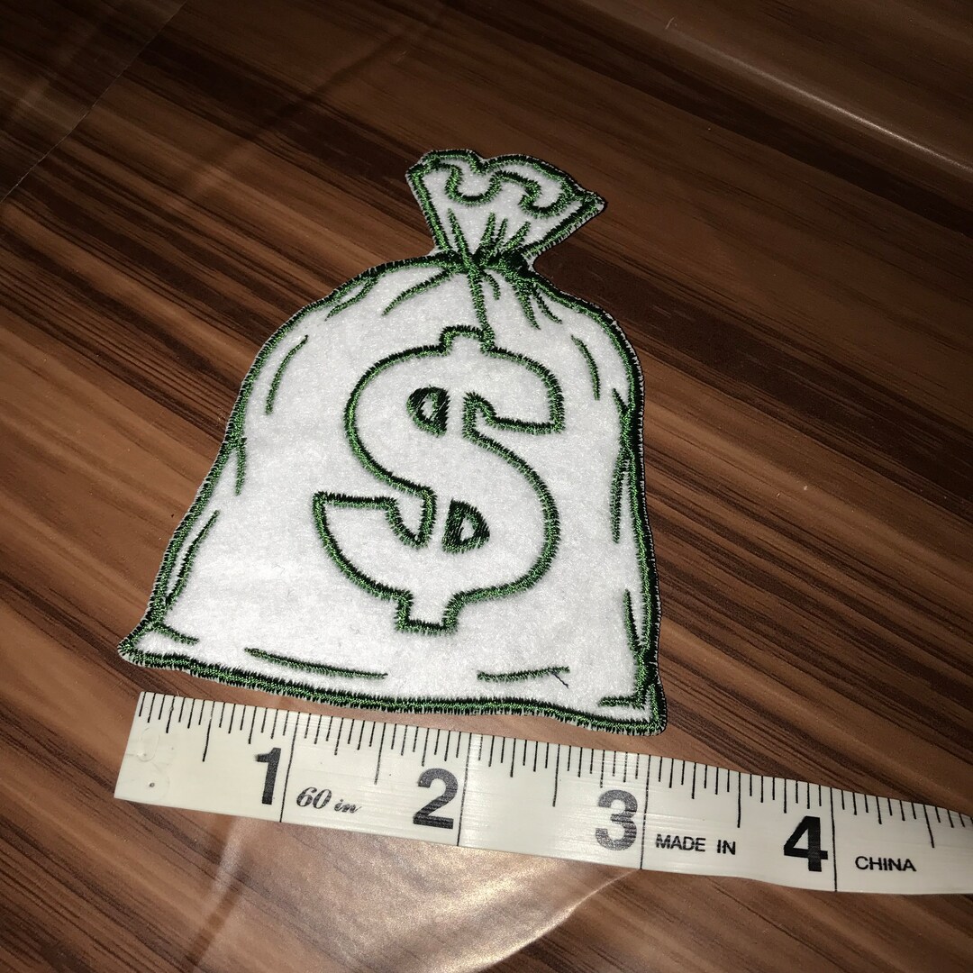 Money Bag Patch | Felt Patch | White and Green Money Back | Money Sign ...