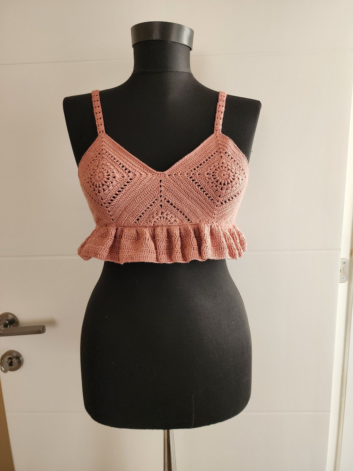 Crochet Classic Bralette, Customizable Crochet Crop Top Cotton Home ...
