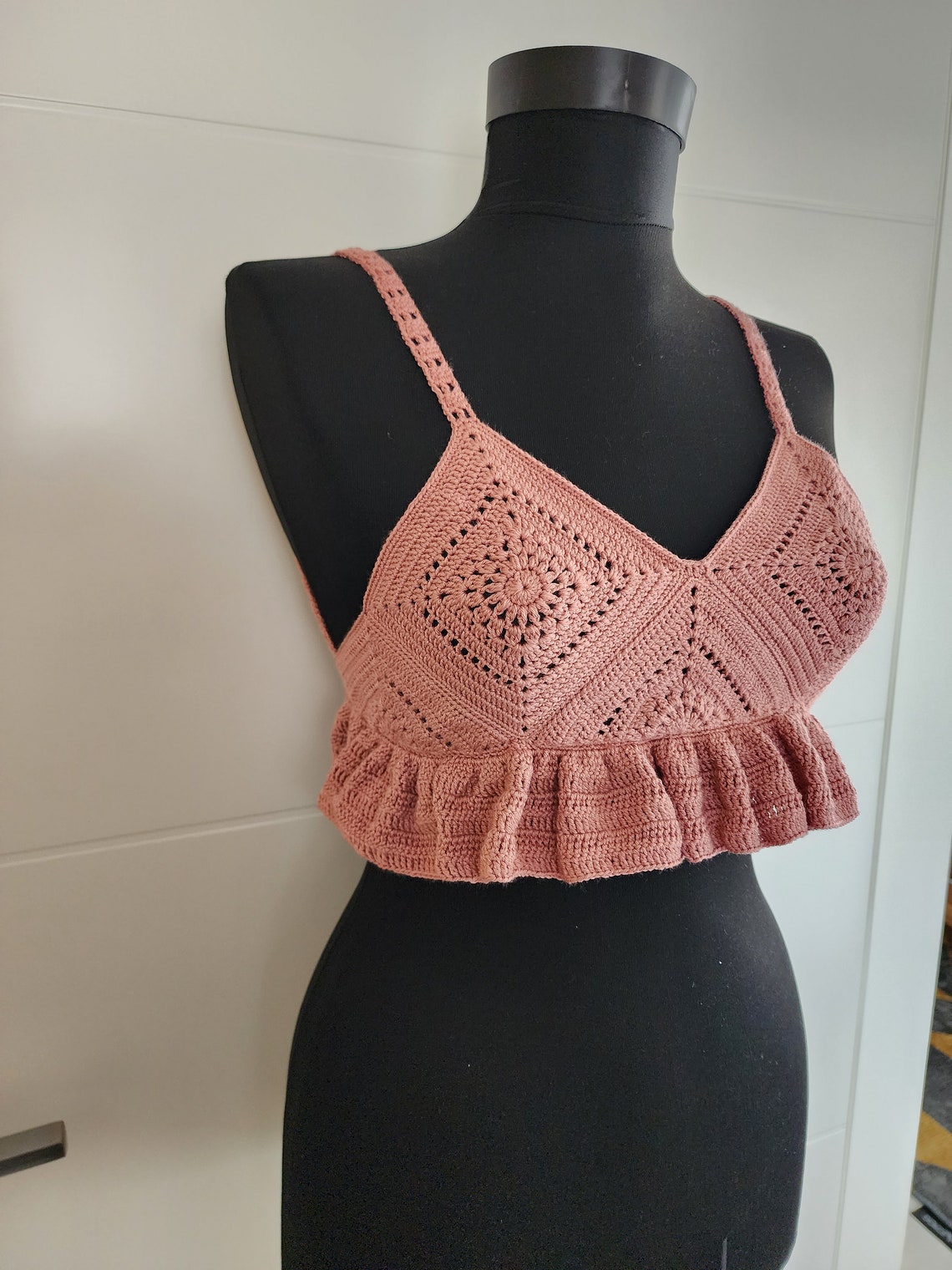 Crochet Classic Bralette, Customizable Crochet Crop Top Cotton Home ...