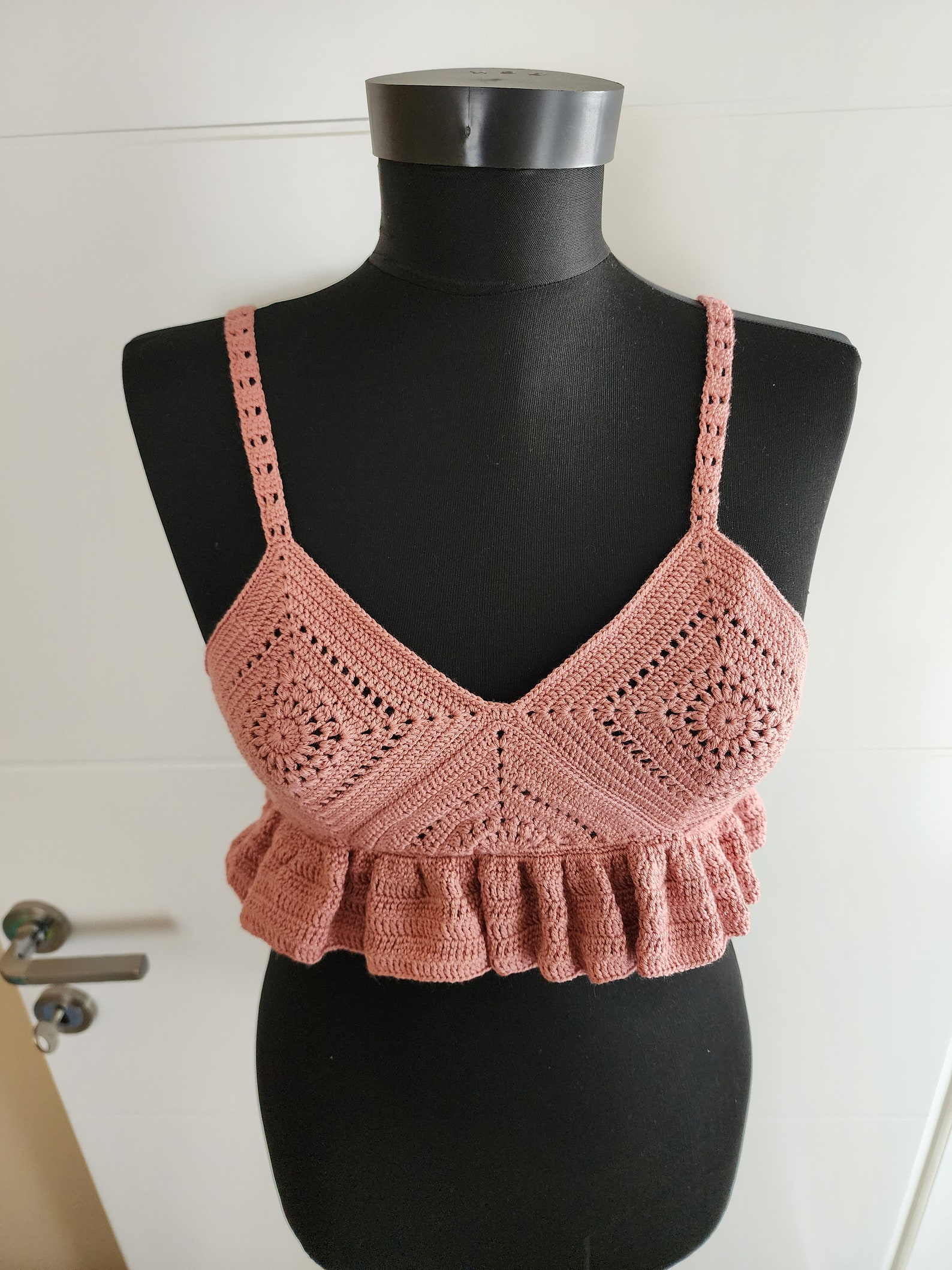 Crochet Classic Bralette, Customizable Crochet Crop Top Cotton Home ...
