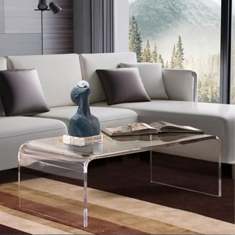 Acrylic and Perspex Coffee Table, Modern Curved Acrylic Coffee Table ...