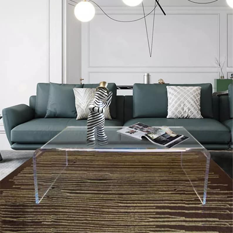 Acrylic and Perspex Coffee Table, Modern Curved Acrylic Coffee Table ...