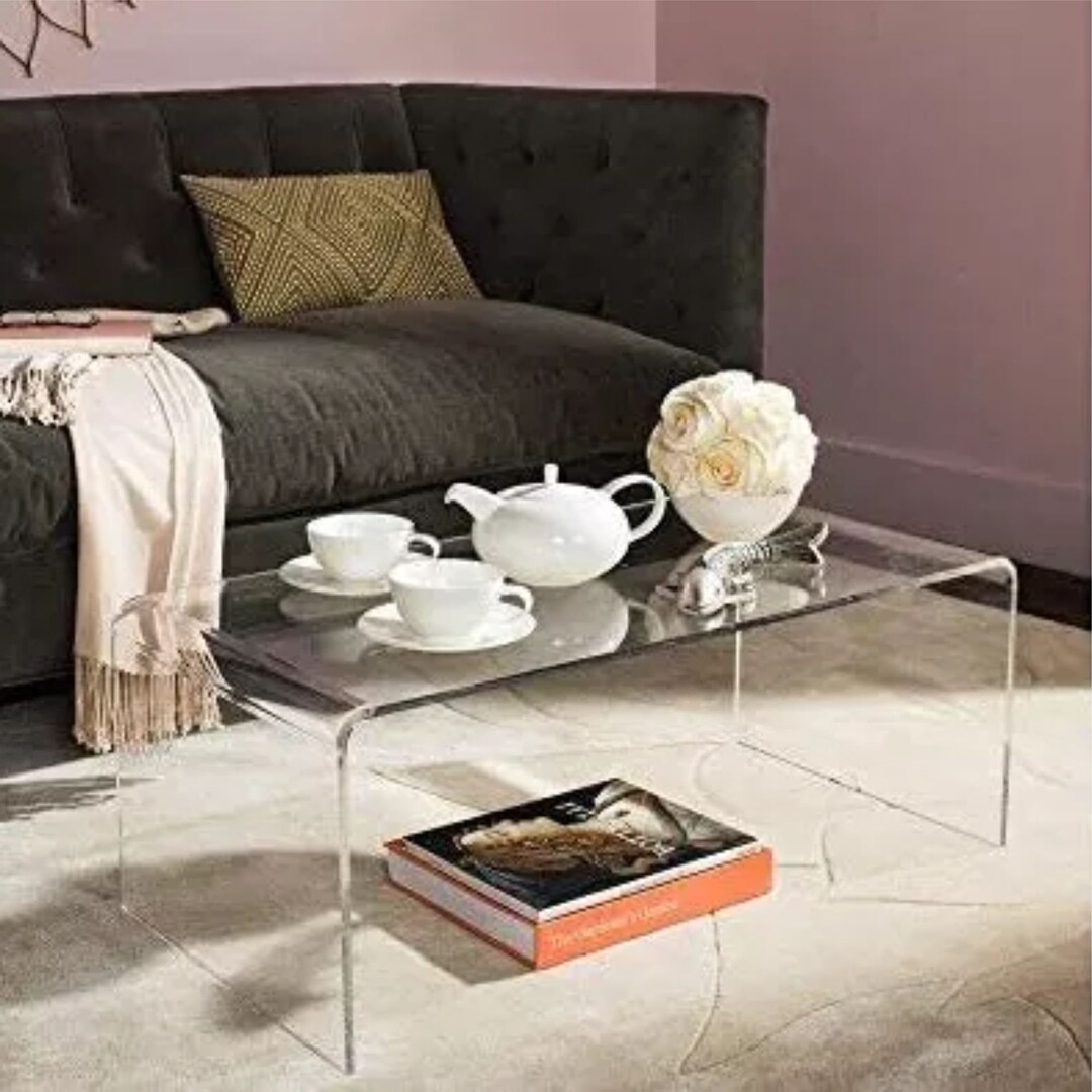 Acrylic and Perspex Coffee Table, Modern Curved Acrylic Coffee Table ...