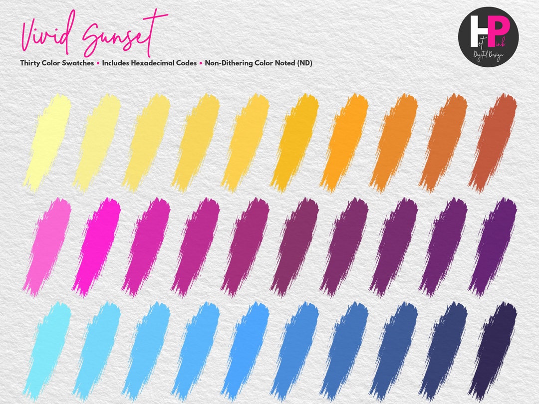 Color Swatches Vivid Sunset Procreate Palette Adobe Color Palette ...