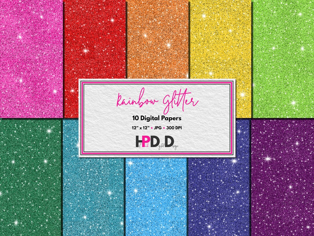 Digital Paper Pack Rainbow Glitter Scrapbook Paper Printable Papers - Etsy