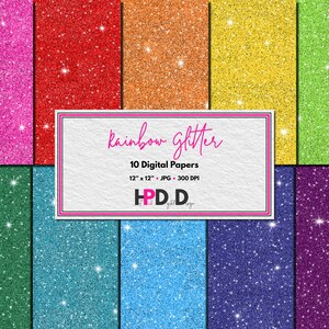 Color Swatch and Digital Paper Pack Bundle Rainbow Glitter - Etsy