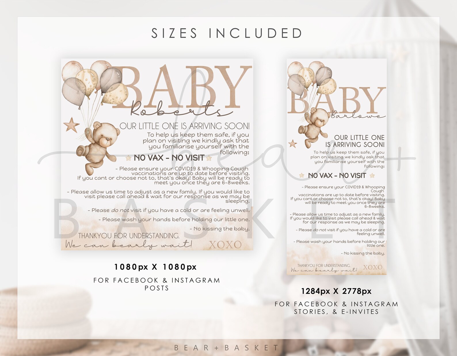Baby No Visit No Vax Social Media Post Template Baby Visit - Etsy Australia