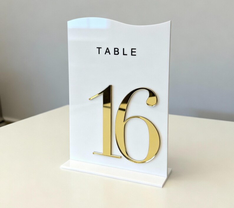 3D Gold and White Acrylic Wedding Table Numbers | Wedding Table Signage ...