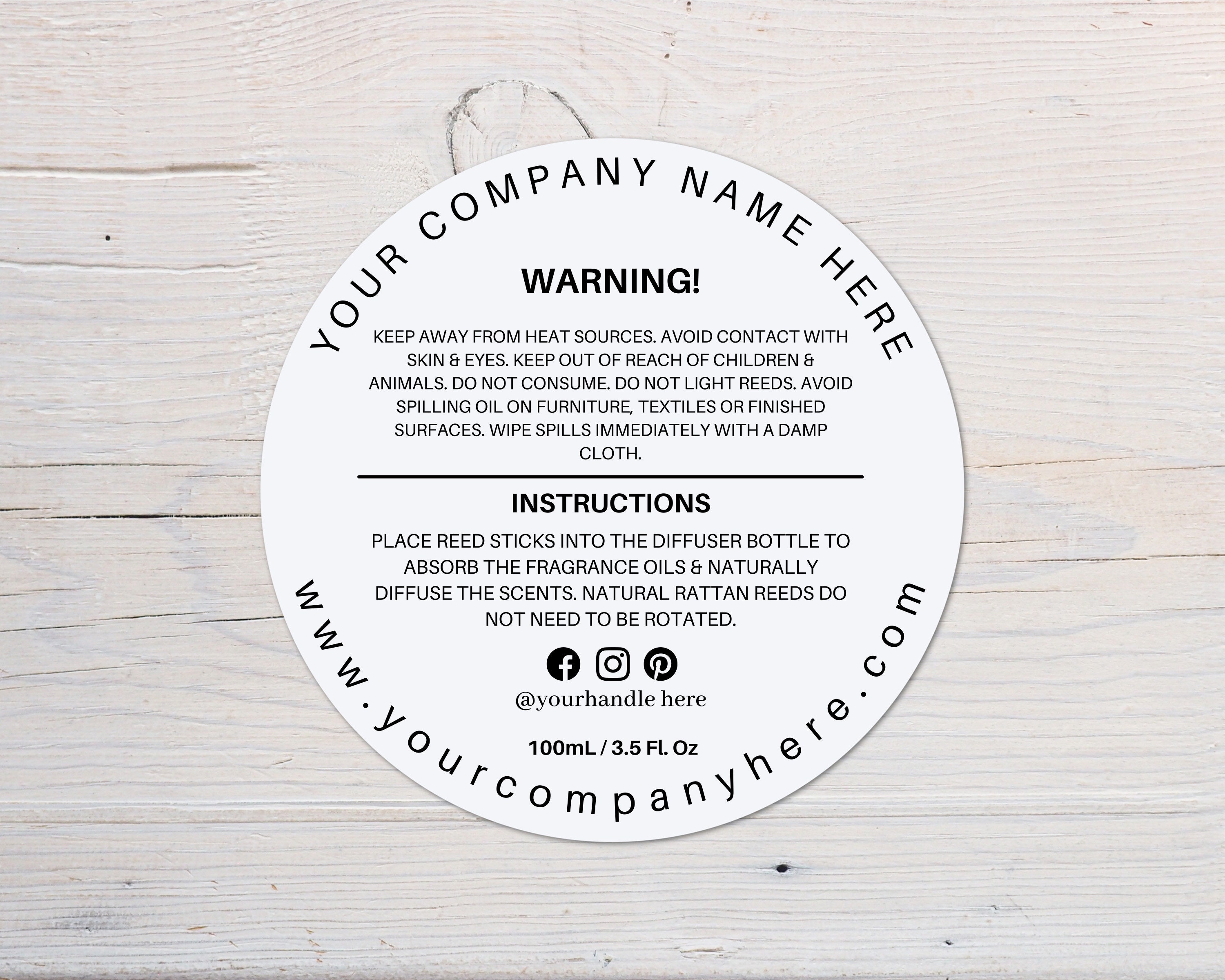 Reed Diffuser Warning Label Editable Reed Diffuser Label - Etsy