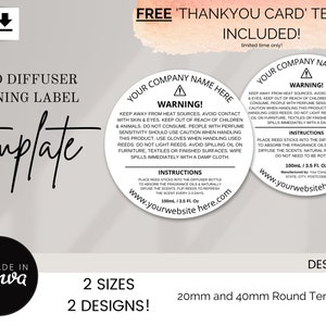 Editable Reed Diffuser Warning Label / Candle Warning Label / - Etsy