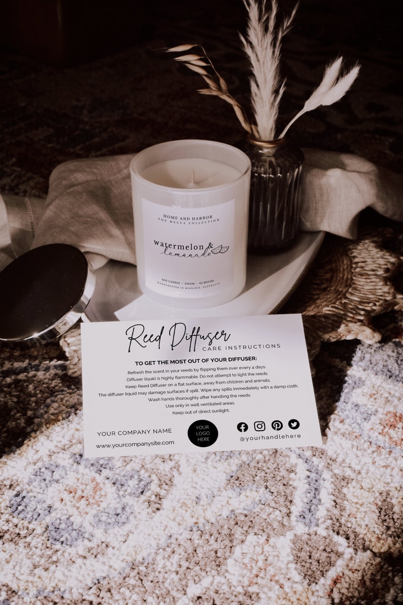 Simple Reed Diffuser Care Card Template / 6' X 4'/ - Etsy