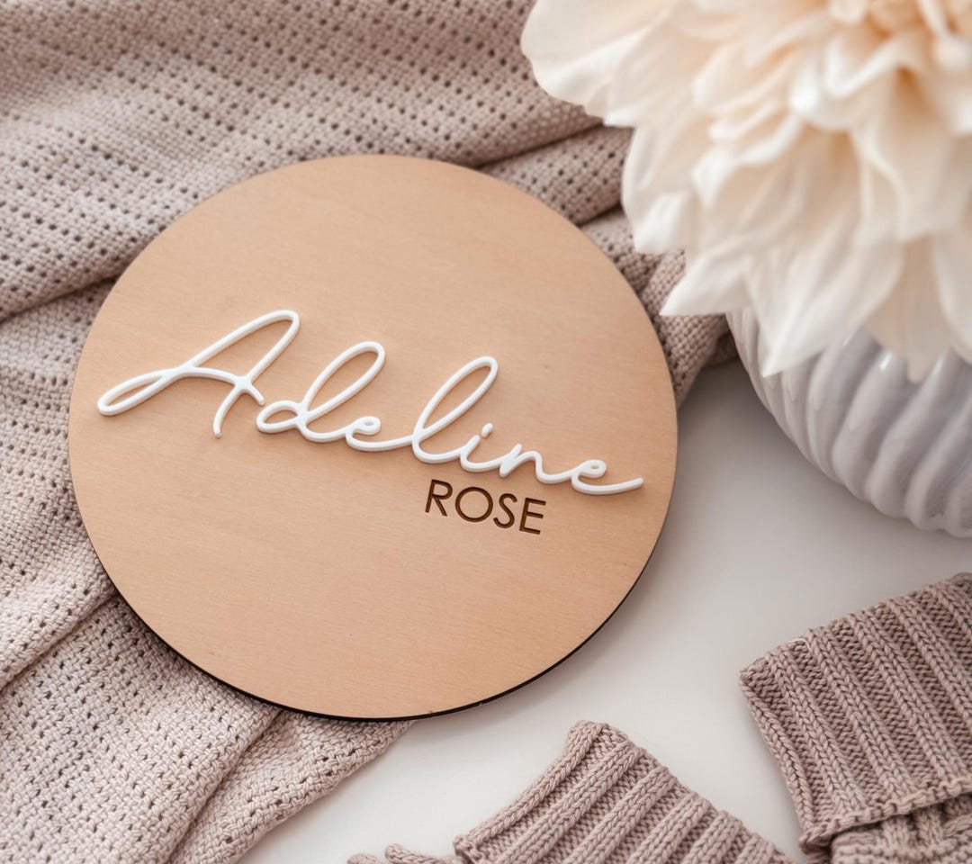 Personalised Wooden Baby Name Plaque | Newborn Baby Arrival Sign | Baby ...