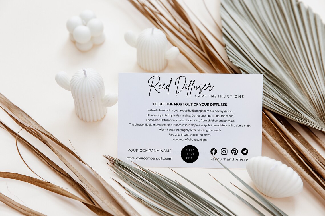 Simple Reed Diffuser Care Card Template / 6' X 4'/ - Etsy
