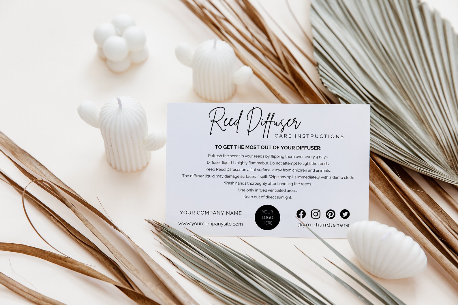 Simple Reed Diffuser Care Card Template / 6' X 4'/ - Etsy