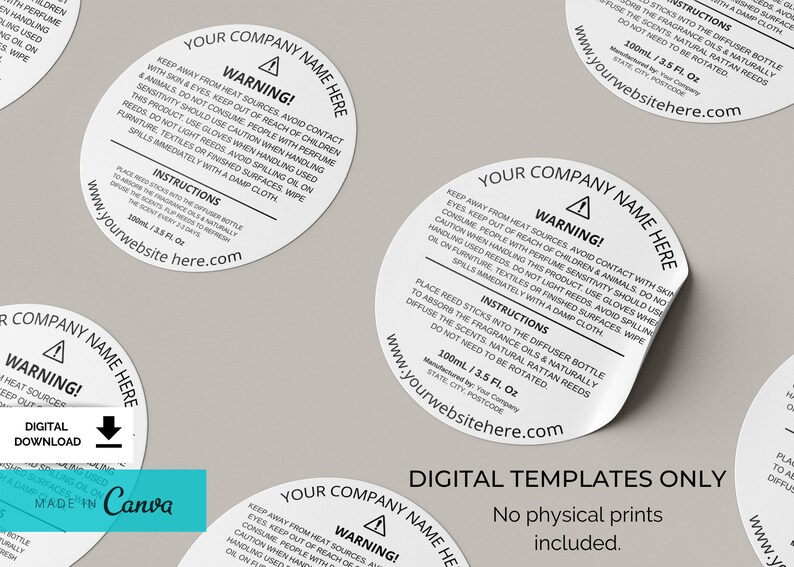 Editable Reed Diffuser Warning Label / Candle Warning Label / - Etsy