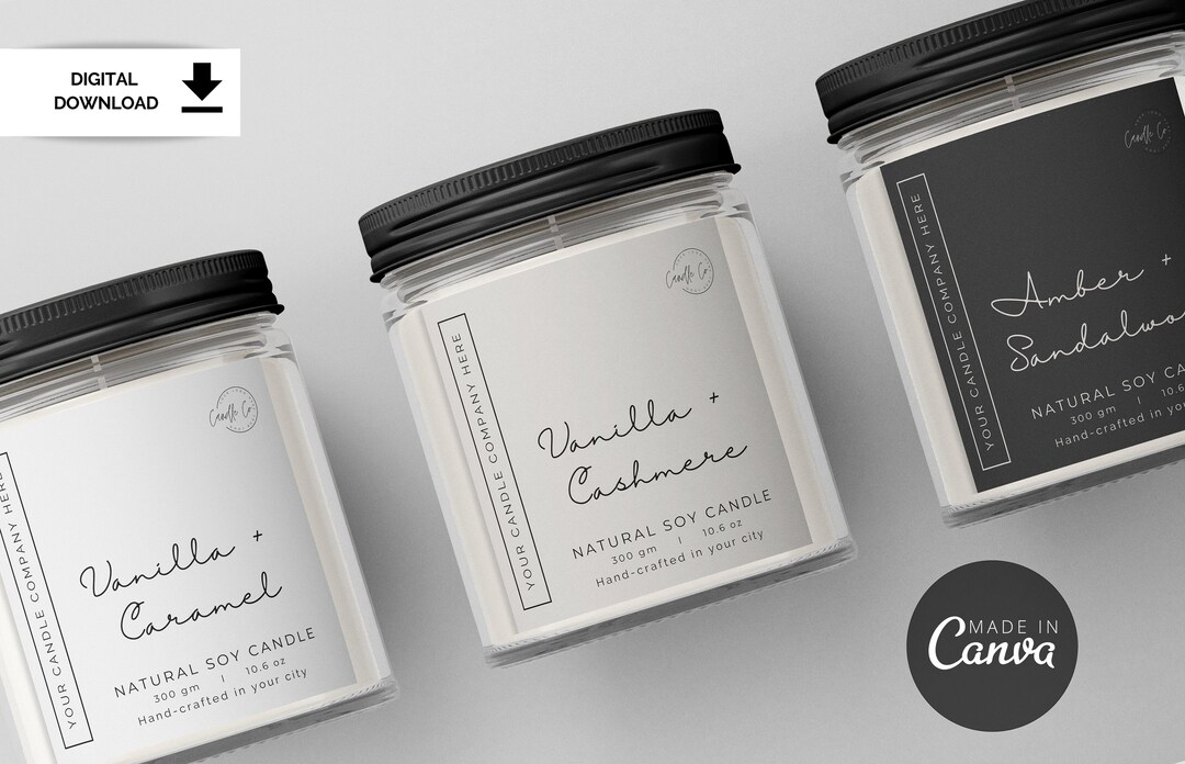 Editable Candle Label, Modern Style Candle Label, Customisable Label ...
