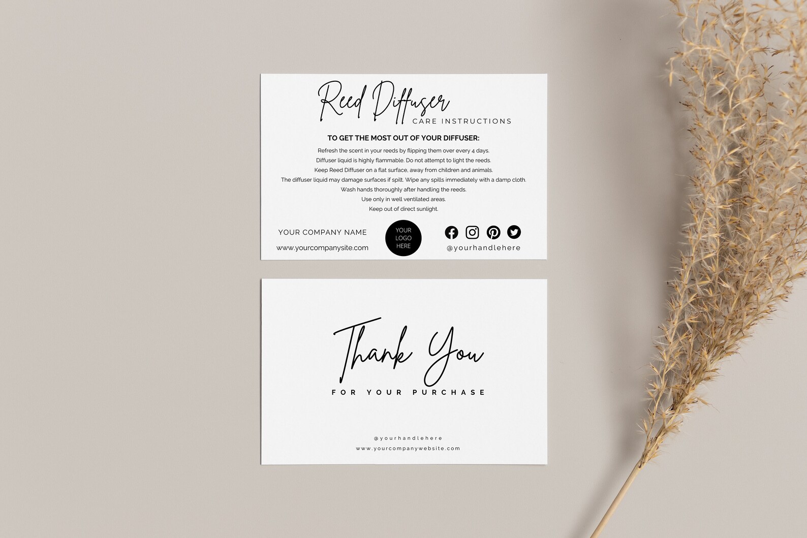 Simple Reed Diffuser Care Card Template / 6' X 4'/ - Etsy