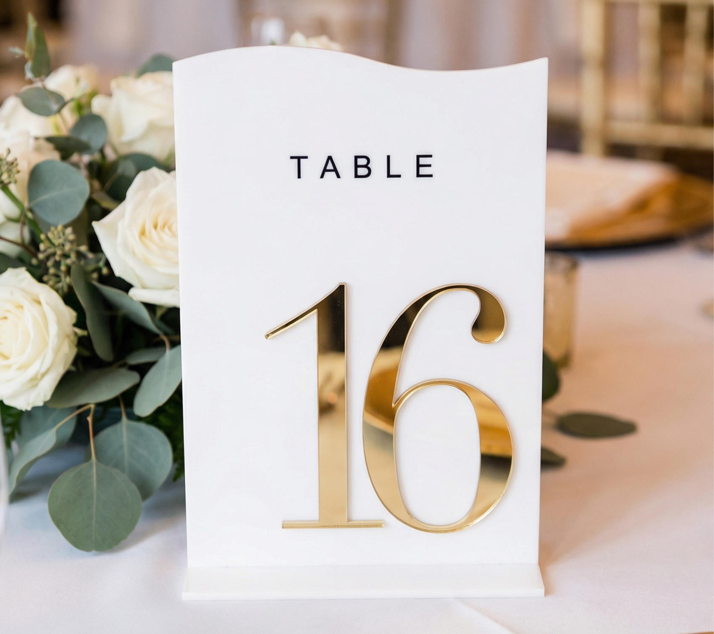 3D Gold and White Acrylic Wedding Table Numbers | Wedding Table Signage ...
