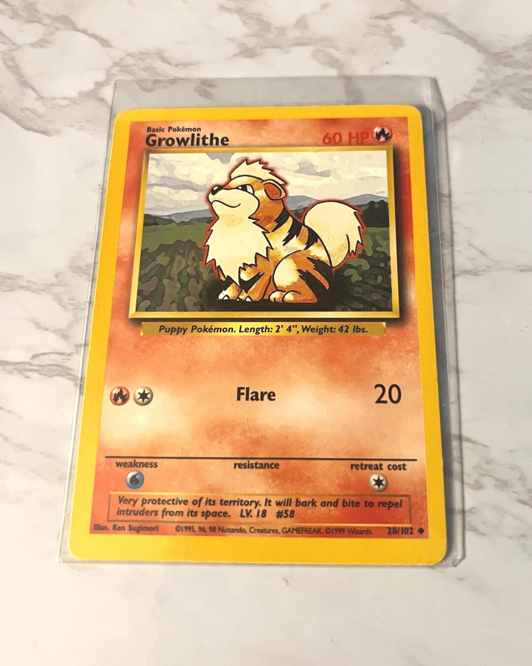 1999 "growlithe" – Base Set Pokémon Card – 28/102 – Never Played ...