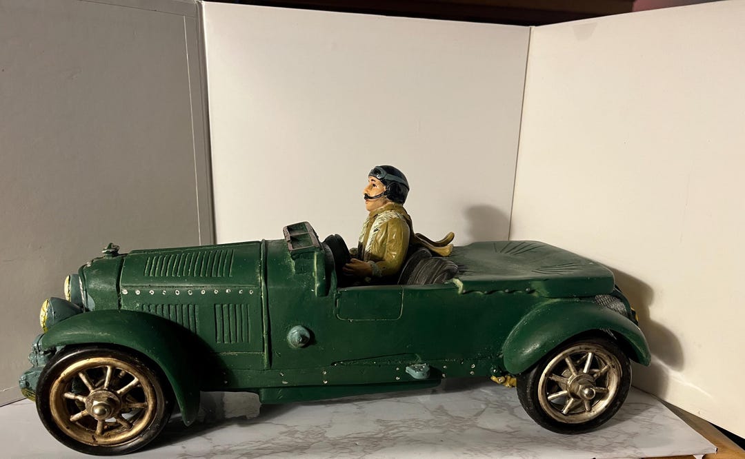Vintage 1920s Style Race Car Figurine – Hand-painted Resin Driver ...