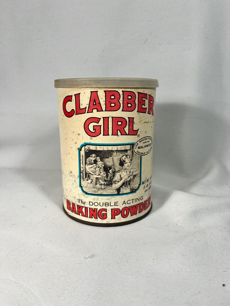 Vintage Clabber Girl Baking Powder Tin – Retro Kitchen Decor ...