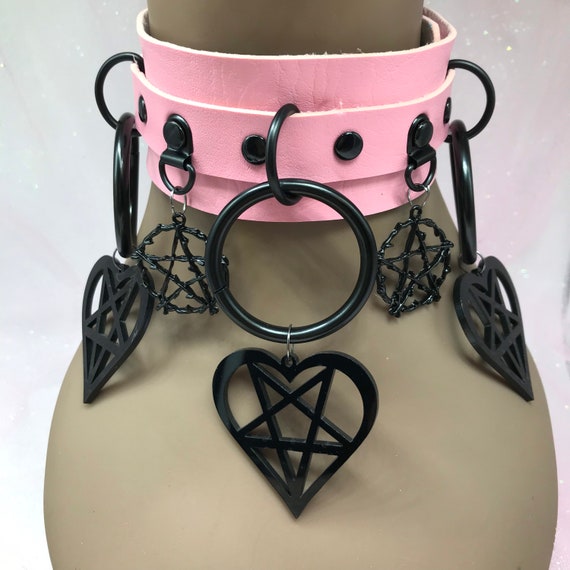 Black Pink Power Pastel Kawaii Emo Goth Choker Necklace - Etsy