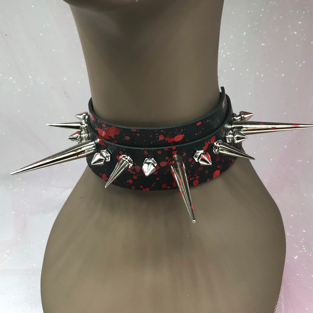 Black “ Spray “ Pastel Kawaii Emo Goth Choker Necklace Collar Spike - Etsy