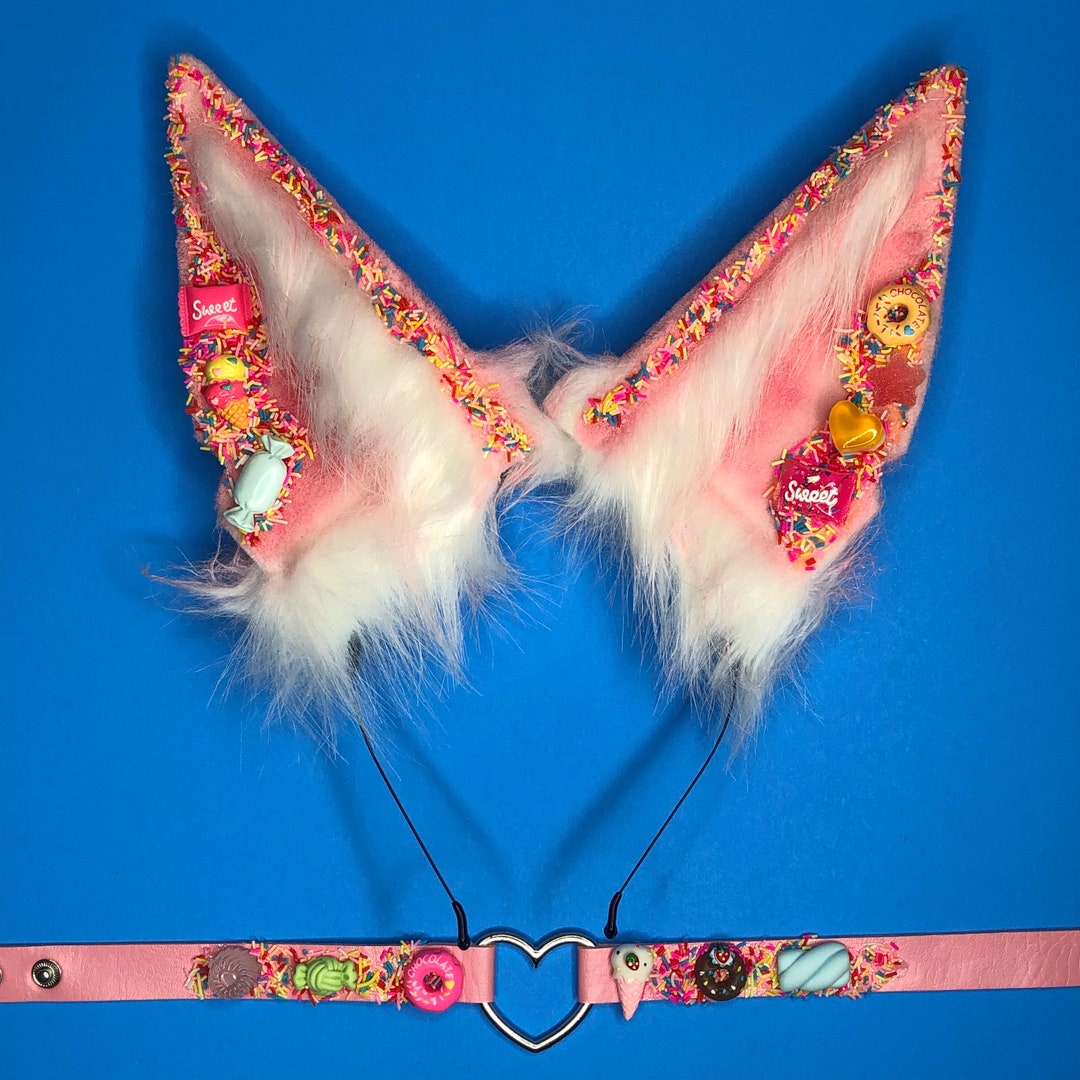 The “ Candy Store “ Pink Pastel Kawaii Wolf Ears With Collar Headband ...
